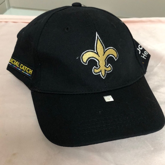 NFL | Accessories | Nfl Black New Orlean Saints Hat Velcro Strap New ...